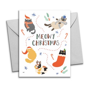 Meowy Christmas Greeting Card Printable Cat Christmas Card - Etsy