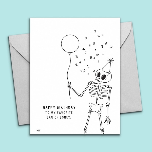 Funny Skeleton Card - Etsy
