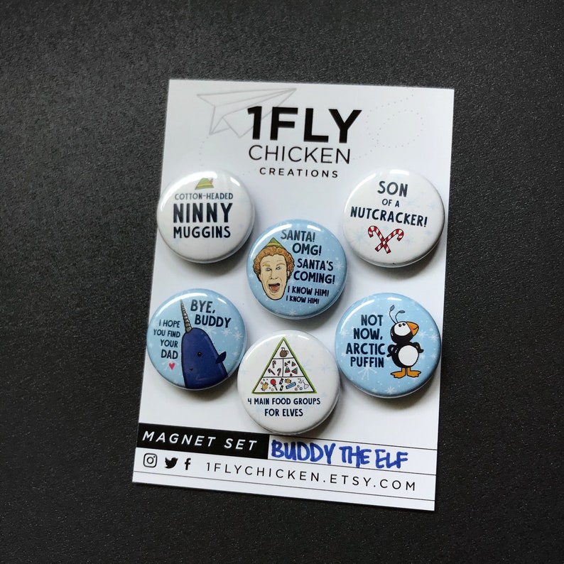 Buddy the Elf Pin or Magnet Set Cute Hand-drawn Christmas - Etsy