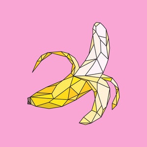 CLEARANCE - Banana Sticker - 3' Geometric Banana Transparent Decal ...