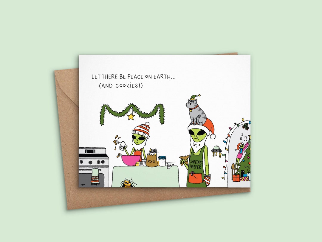 Alien Holiday Greeting Card - Printable Christmas Greeting Card ...