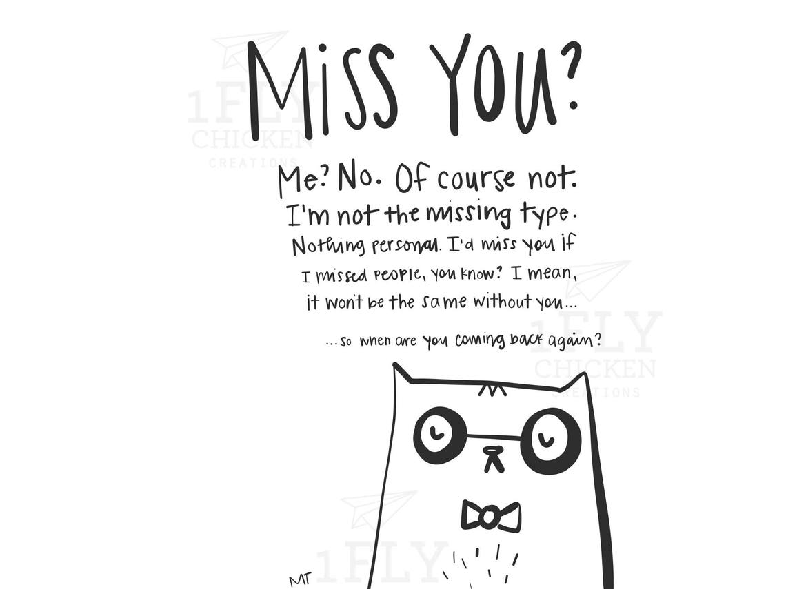 Miss You Grumpy Cat Card Printable Greeting Card in 2 Sizes | Etsy