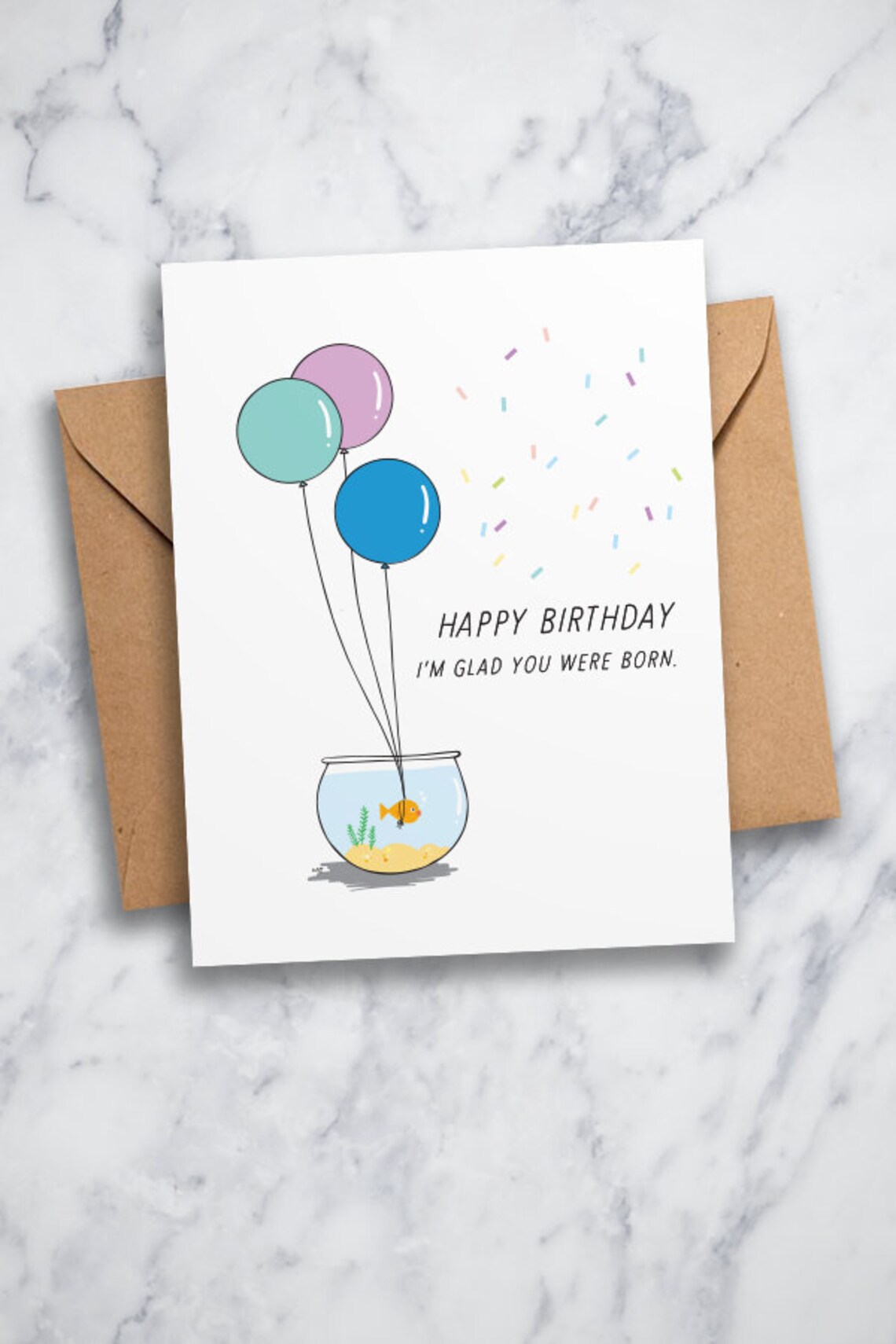 Fish Bowl Birthday Card Printable Happy Birthday Card - Etsy