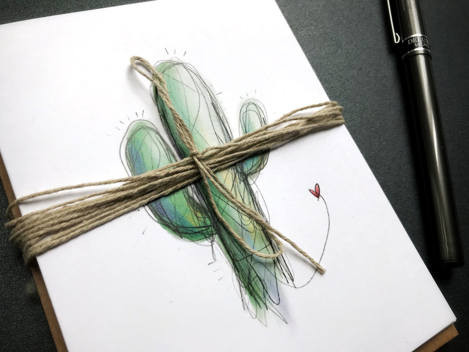 Watercolor Cacti Blank Cards - Original Watercolor + Ink Design - Cute ...