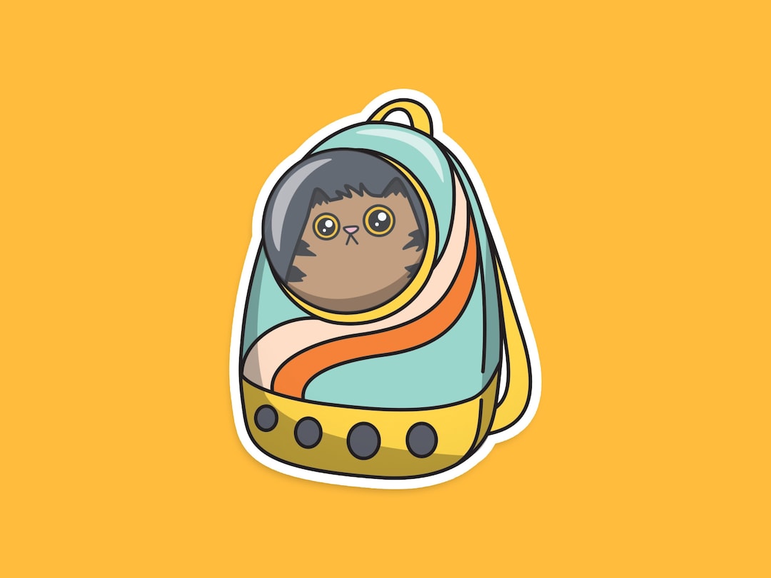 Cute Cat Backpack Sticker - 3 Inch Cute Tabby Cat Vinyl Sticker for ...