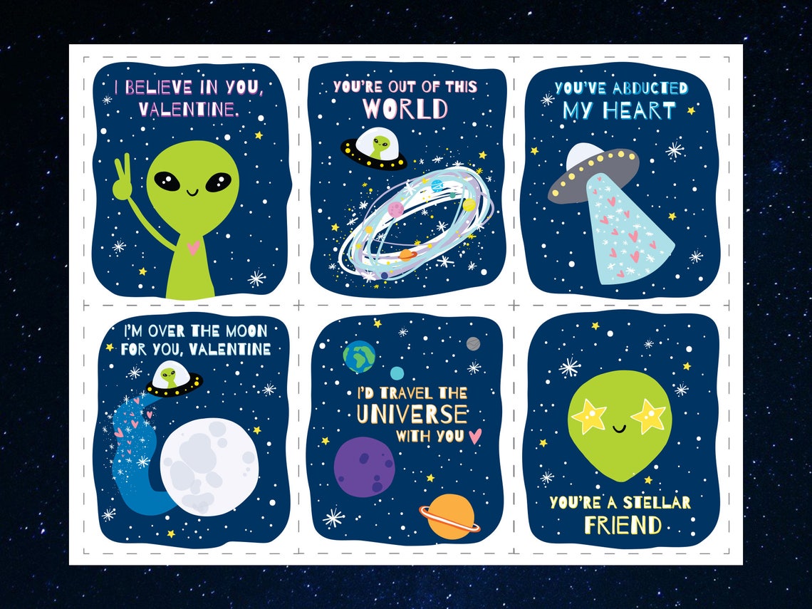Printable Cute Alien UFO Valentines Valentines Day Card - Etsy