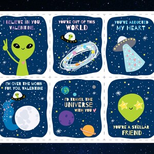 Printable Cute Alien UFO Valentines - Valentines Day Card Exchange ...