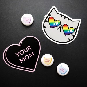 Your Mom Sticker - 3 Inch Vinyl Weatherproof Decal - Black Heart ...