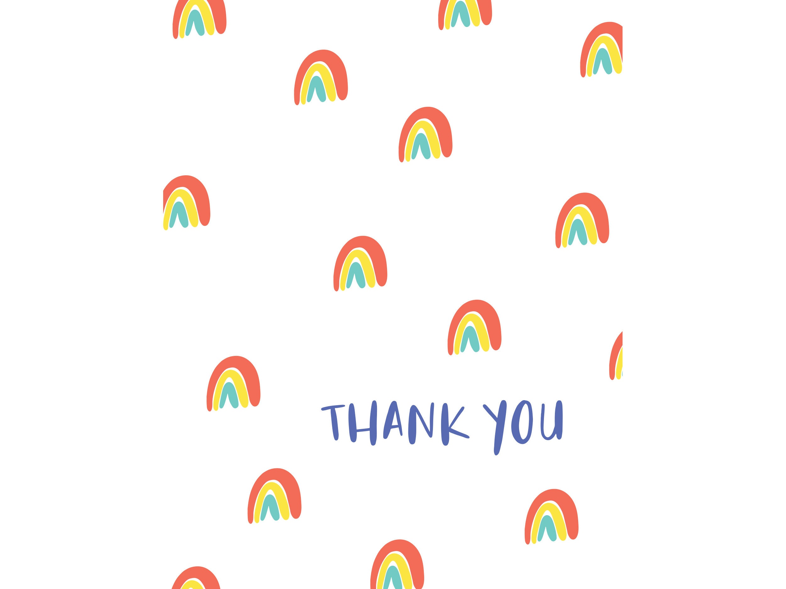 Rainbow Thank You Card Printable Sweet Simple Design | Etsy