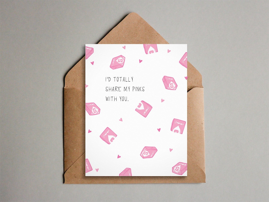 Pink Starburst Card - Printable Valentines Day Galentines Day Card ...