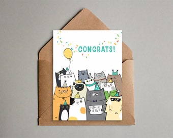 Funny Cat Congratulations Card With Cat N Crow Folk Art Animal - Etsy
