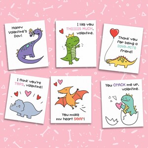Printable Dinosaur Valentine's Day Cards for Kids School Valentine's ...