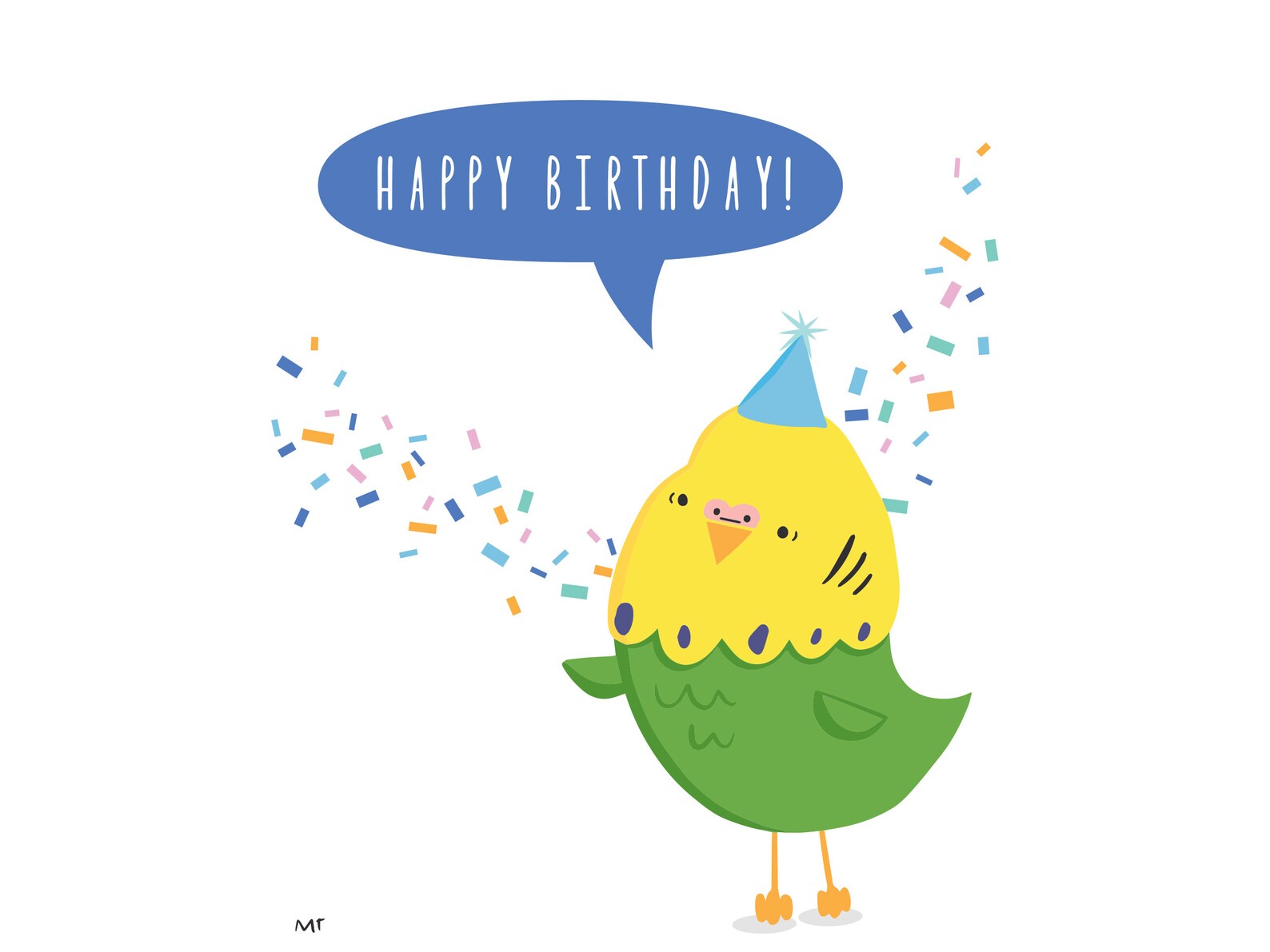 Parakeet Birthday Card - Printable Happy Birthday Bird Greeting Card ...