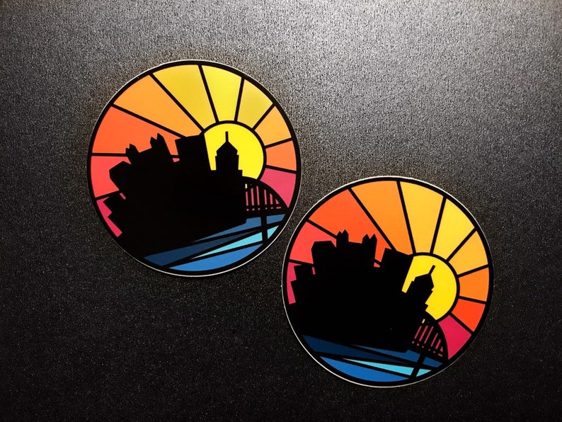 Pittsburgh Stickers - Retro Pittsburgh Sunset - Pittsburgh Pride ...