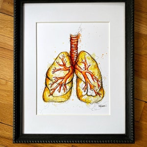 Lungs Painting - Watercolor + Ink Lungs - Giclée Art Print - Unique ...