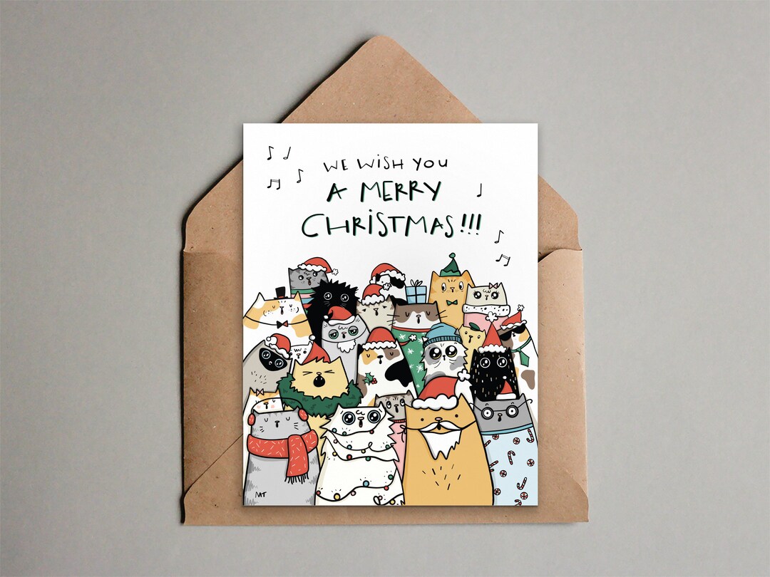 Merry Christmas Cats - Caroling Christmas Cards - Cute Singing Cats ...