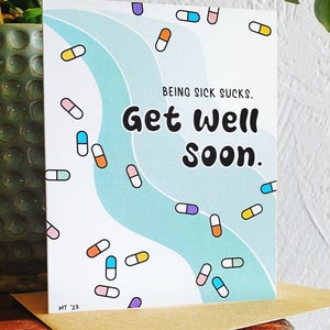 Printable Get Well Soon Card Cute Pills Simple Get Well Card Greeting ...