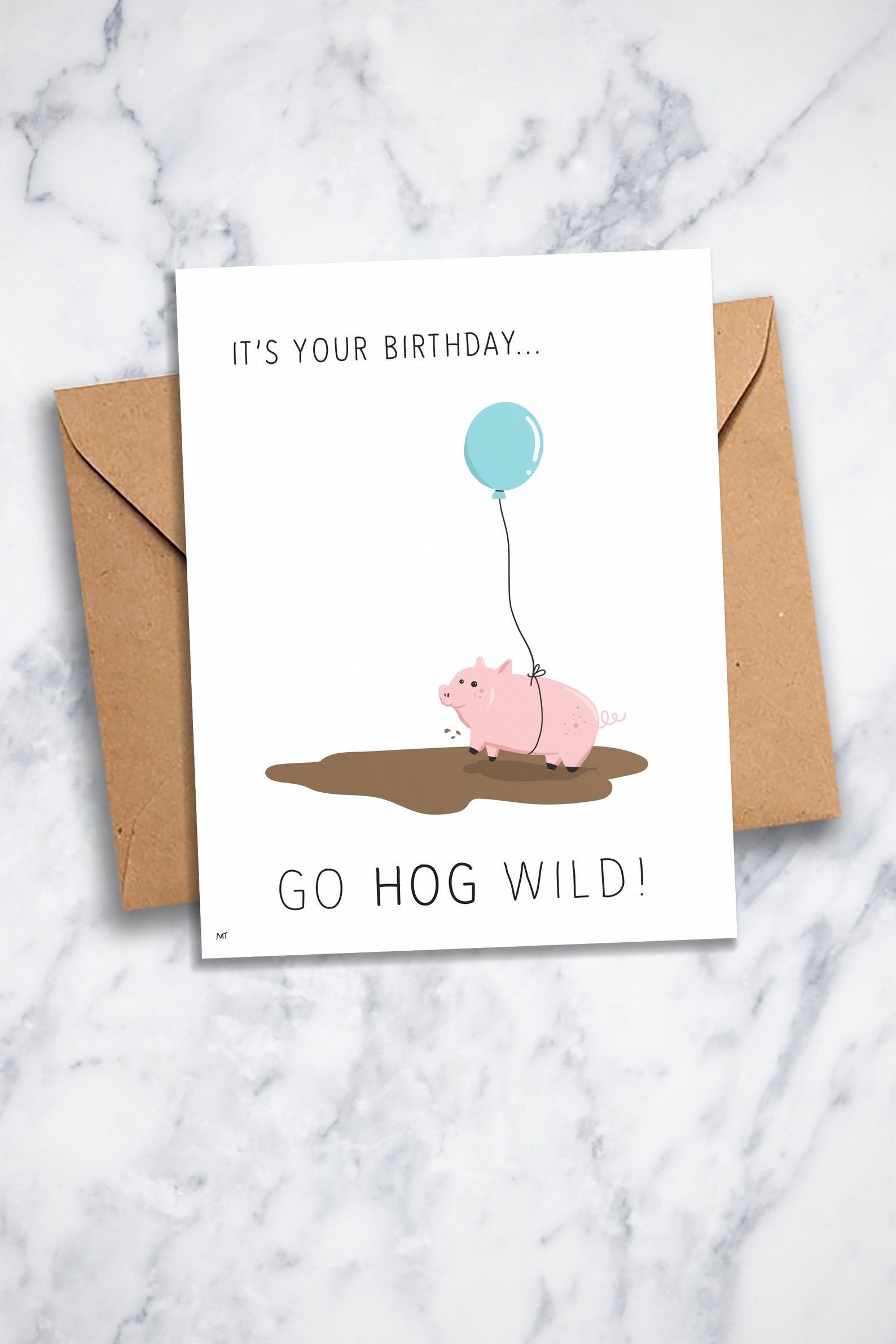 Funny Pig Birthday Card - "go Hog Wild" Printable Birthday Card - Cute ...
