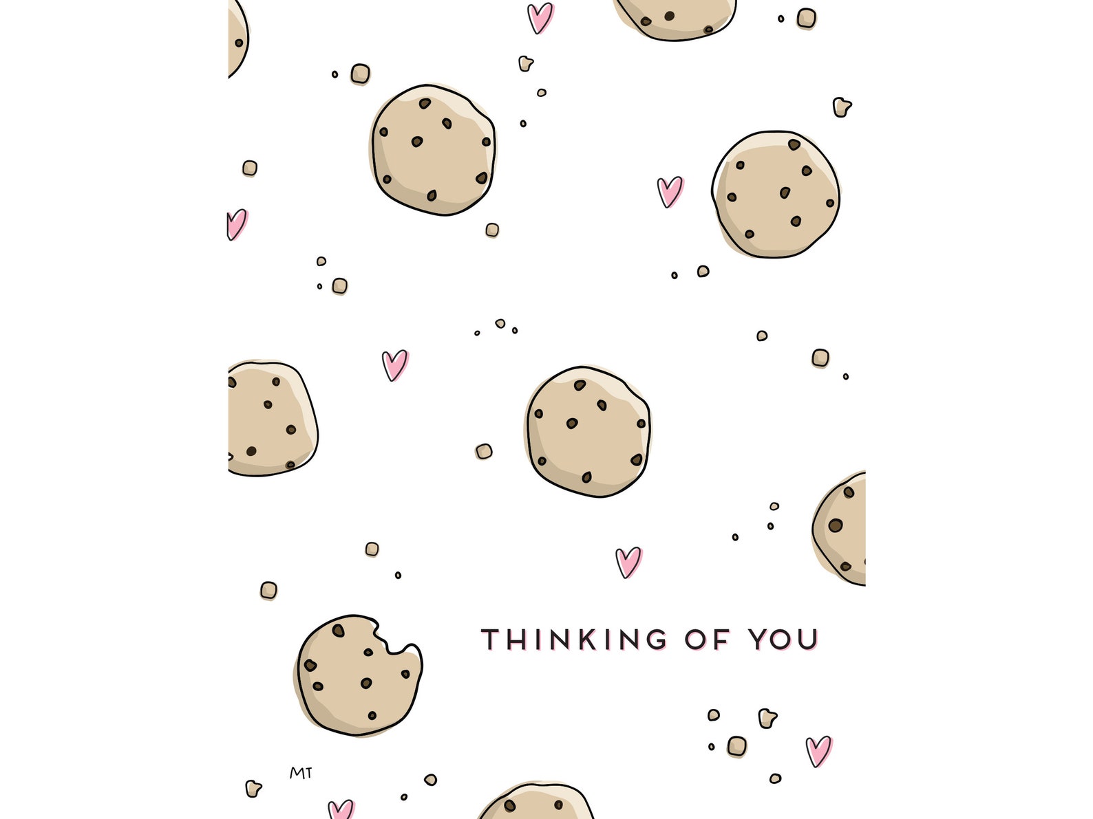 Thinking of You Card - Printable Chocolate Chip Cookie Greeting Card ...
