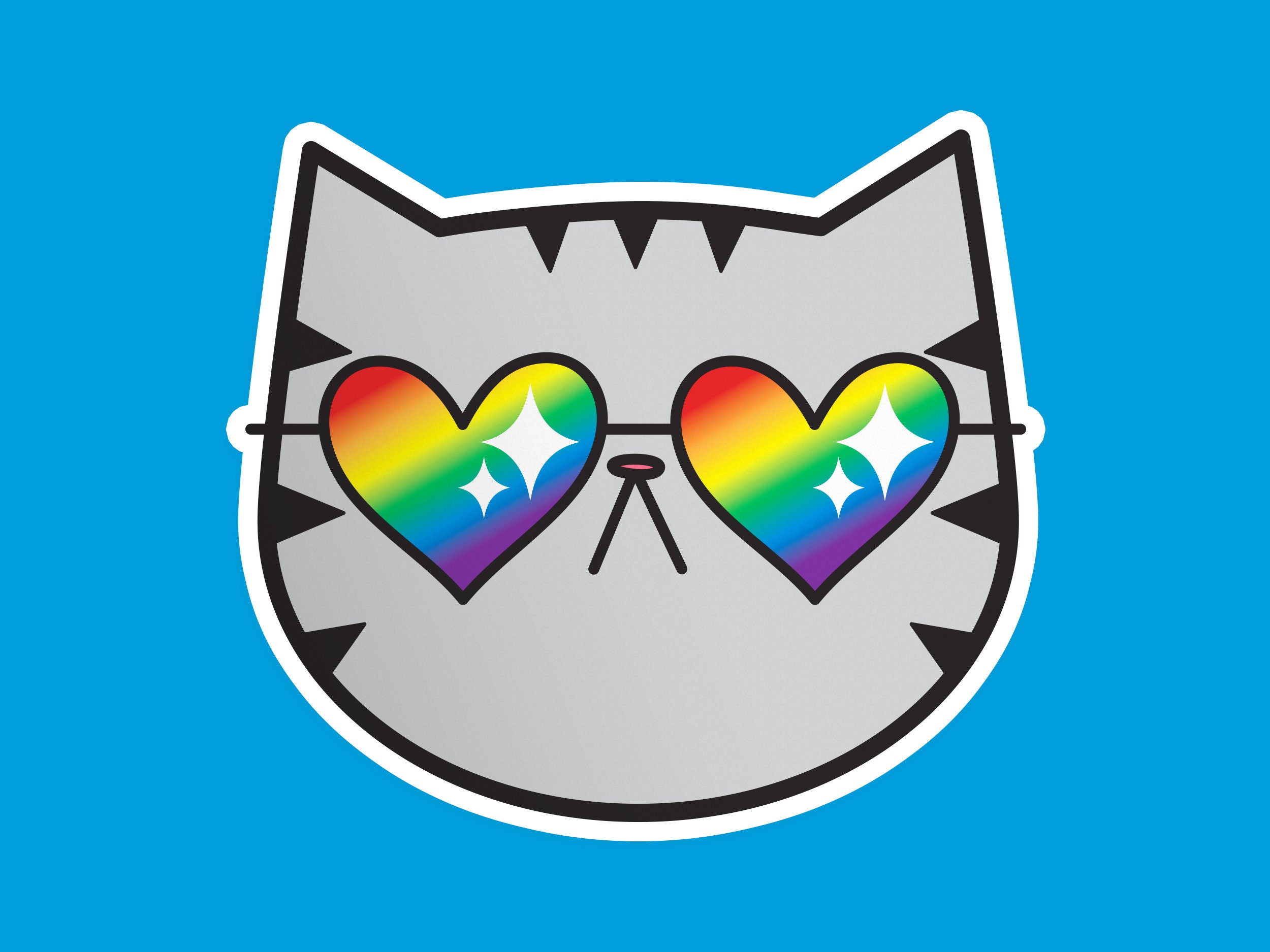 Rainbow Cat Sticker or Magnet 3 Inch Vinyl Weatherproof - Etsy UK
