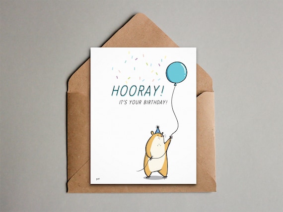 Hamster Birthday Card Printable Happy Birthday Card Cute | Etsy