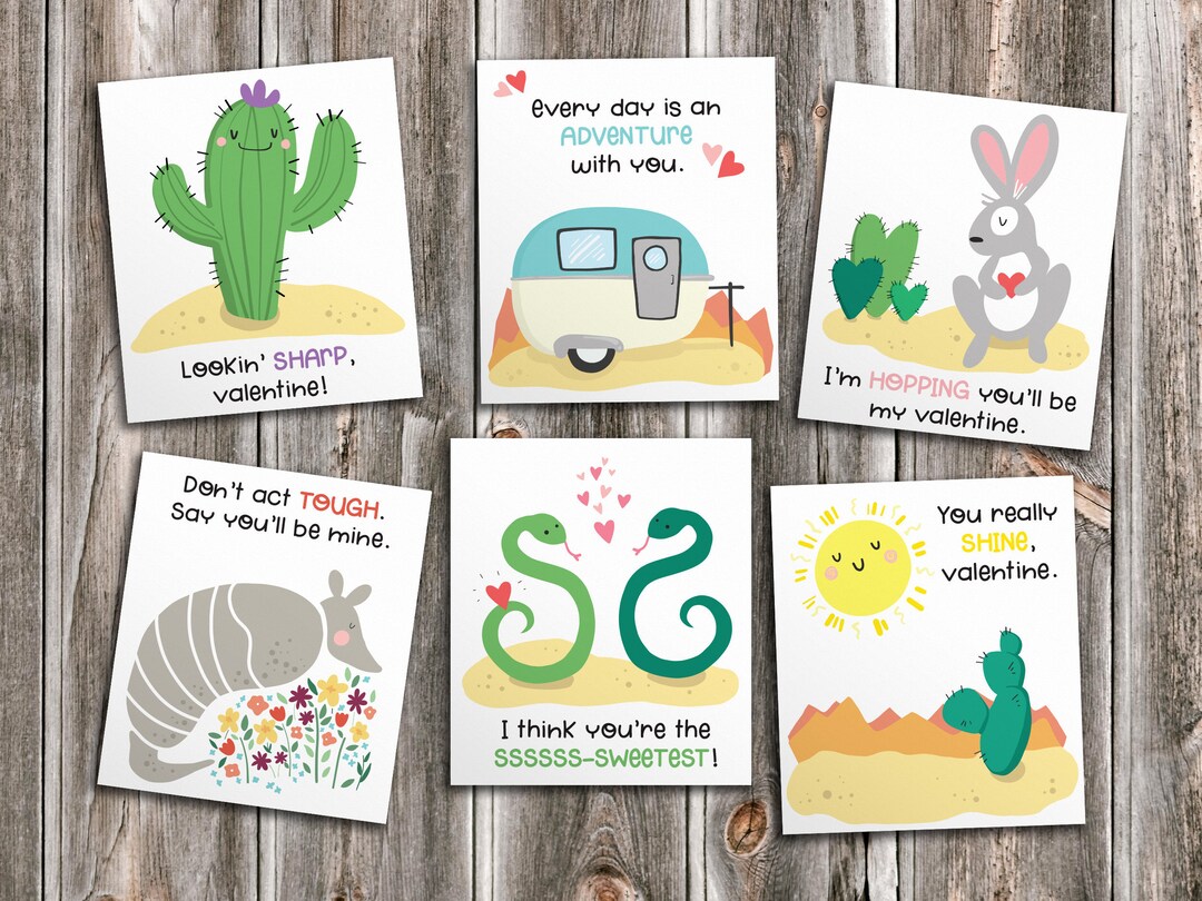 Printable Desert Cactus Valentines for Kids Valentines Day Cards ...