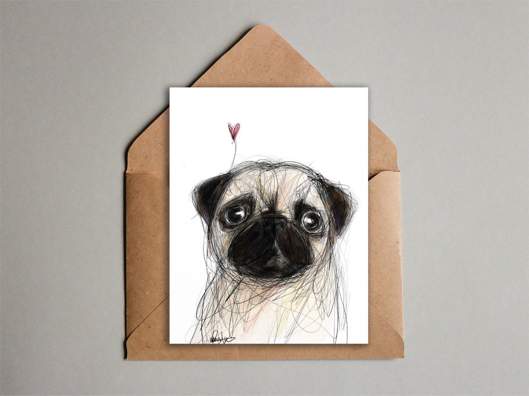 Pug Card - Printable Card for Any Occassion - Blank Inside - Unique Dog ...
