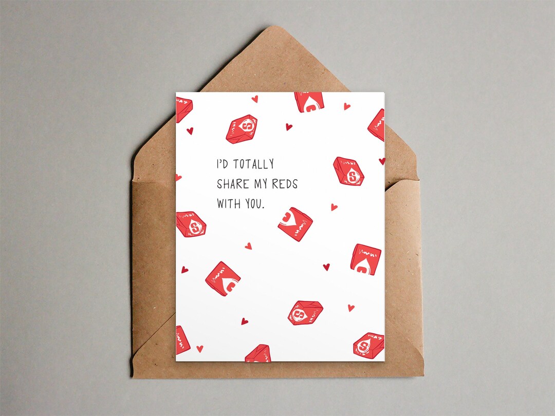 Red Starburst Valentine Printable Valentine or Galentine Card for ...