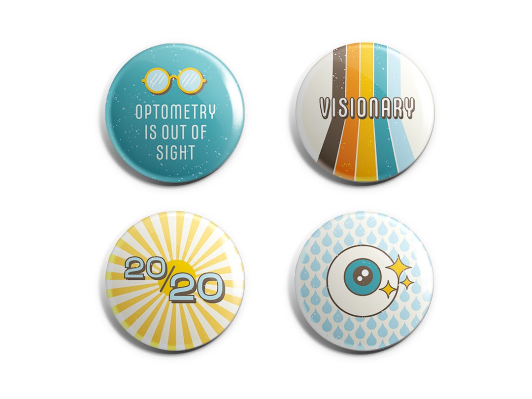 Optometrist Pin or Magnet Set - 1 Inch Handmade Buttons - Retro Style ...