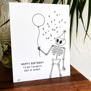 Skeleton Bones Birthday Card - Bag of Bones Black & White Birthday Card ...