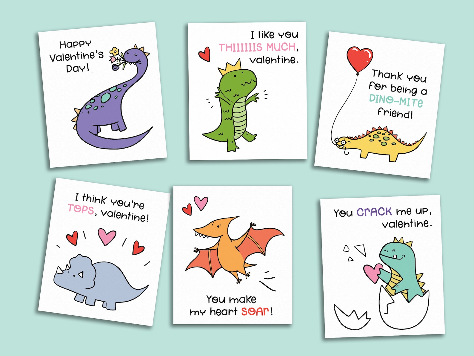 Printable Dinosaur Valentine's Day Cards for Kids School - Etsy