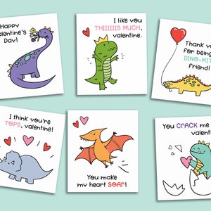 Printable Dinosaur Valentine's Day Cards for Kids School Valentine's ...