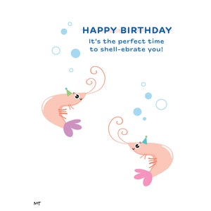Shrimp Birthday Card - Printable Cute Shrimp Sea Creature Happy ...