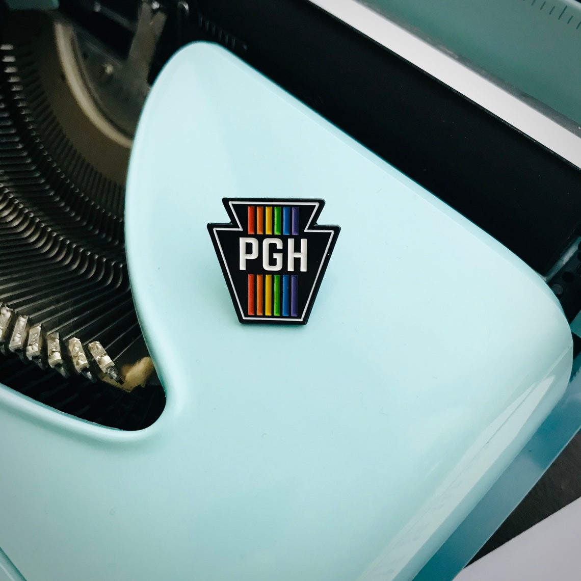 Pittsburgh Enamel Pin - Retro Stripe Rainbow Keystone Pin - Pittsburgh ...
