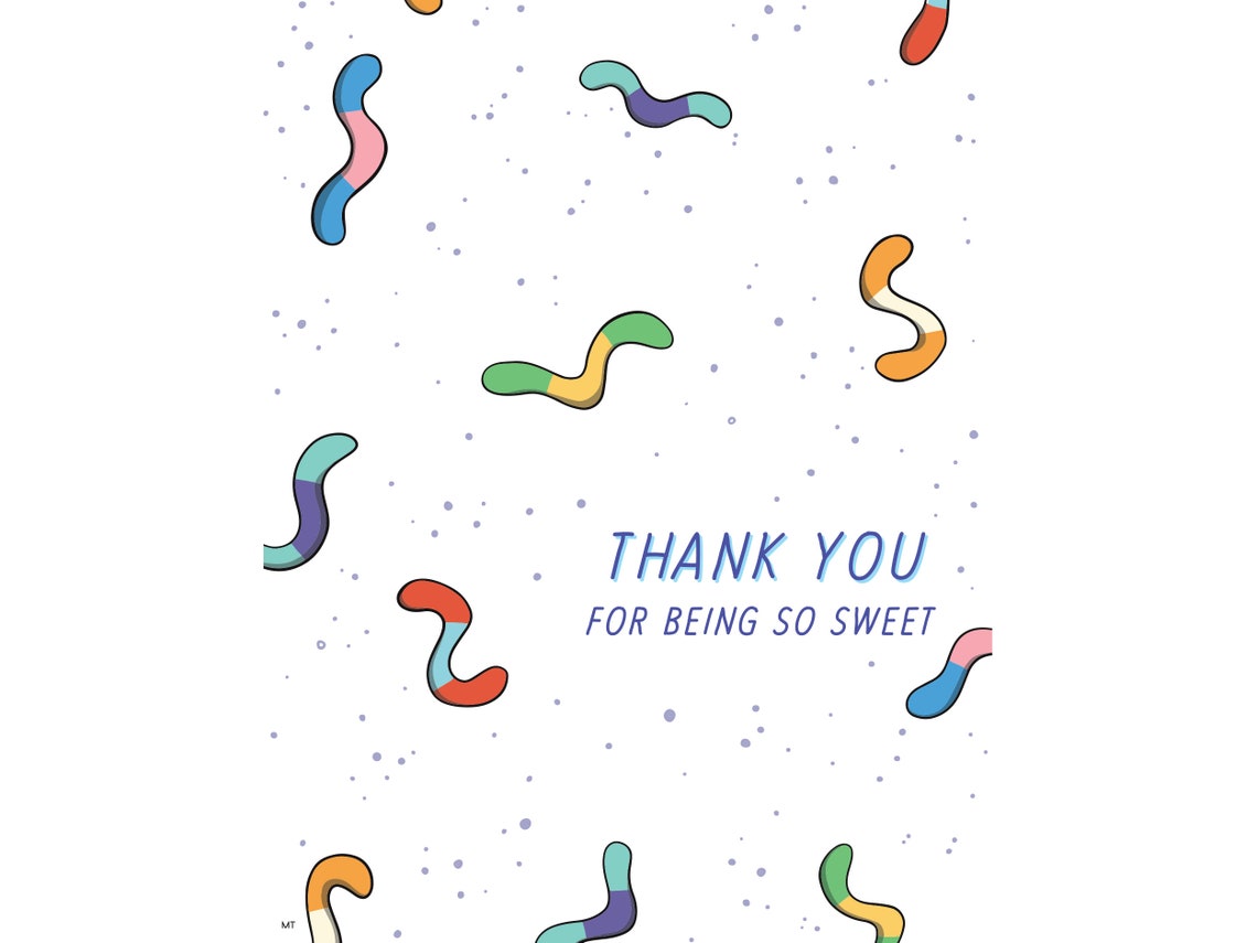 Printable Thank You Card Cute Pun Gummy Worms Card - Etsy
