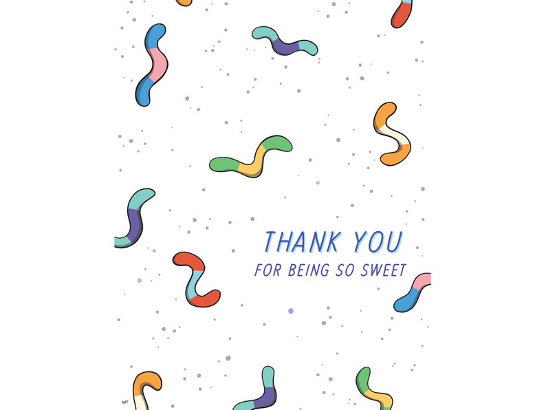 Printable Thank You Card Cute Pun Gummy Worms Card - Etsy