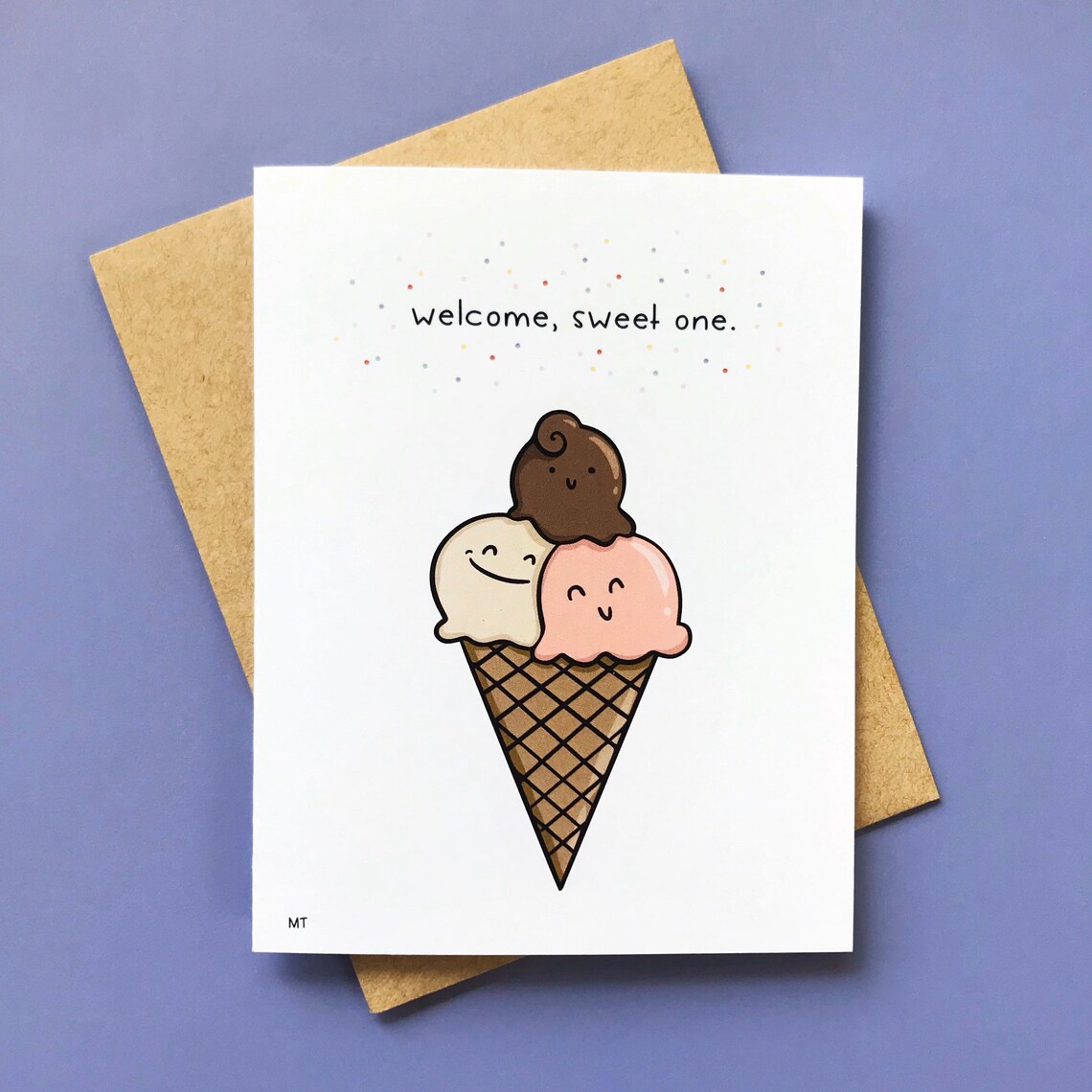 Printable New Baby Card Ice Cream Cone With Sprinkles Baby | Etsy