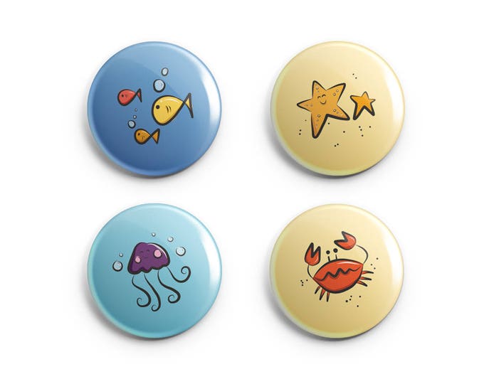 Cute Sea Life Magnets or Pins Under the Sea Creatures - Summer Beach ...