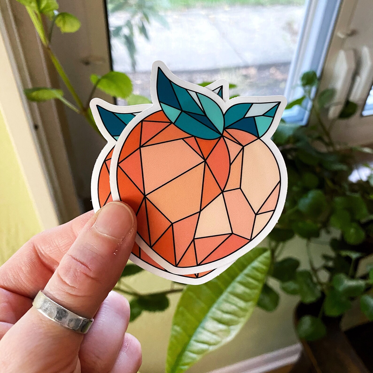 CLEARANCE Cool Peach Sticker 3 Geometric Transparent Vinyl - Etsy
