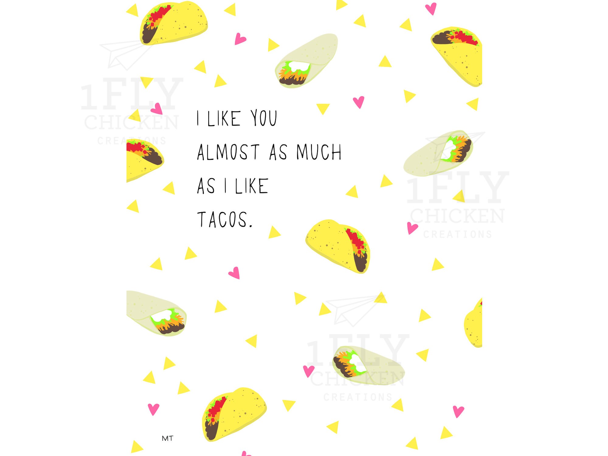 Taco Valentines Day Card Printable Valentine Instant | Etsy