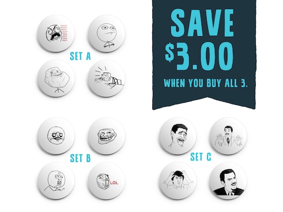 Meme Pin Magnet Sets Mix Match Memes Forever Alone | Etsy