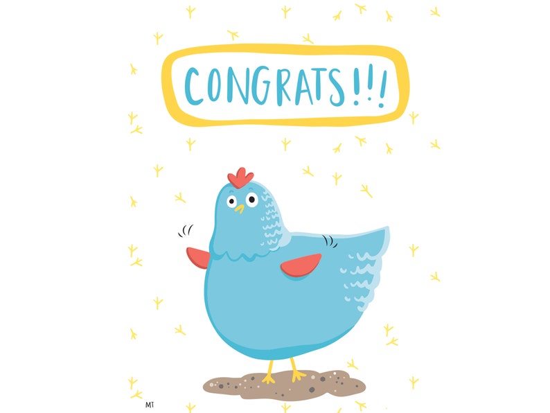 Printable Congrats Card Cute Excited Chicken Greeting Card - Etsy