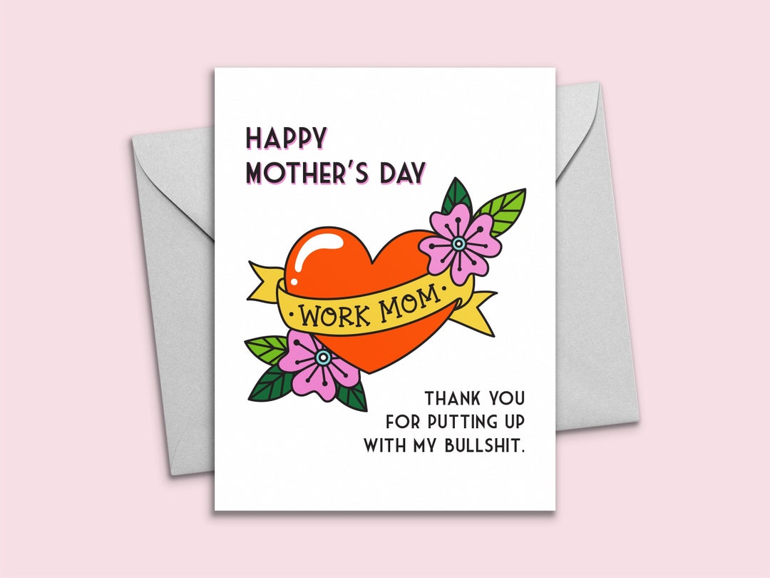 Mothers Day Card for Work Mom - Printable Card for Coworker - Tattoo ...