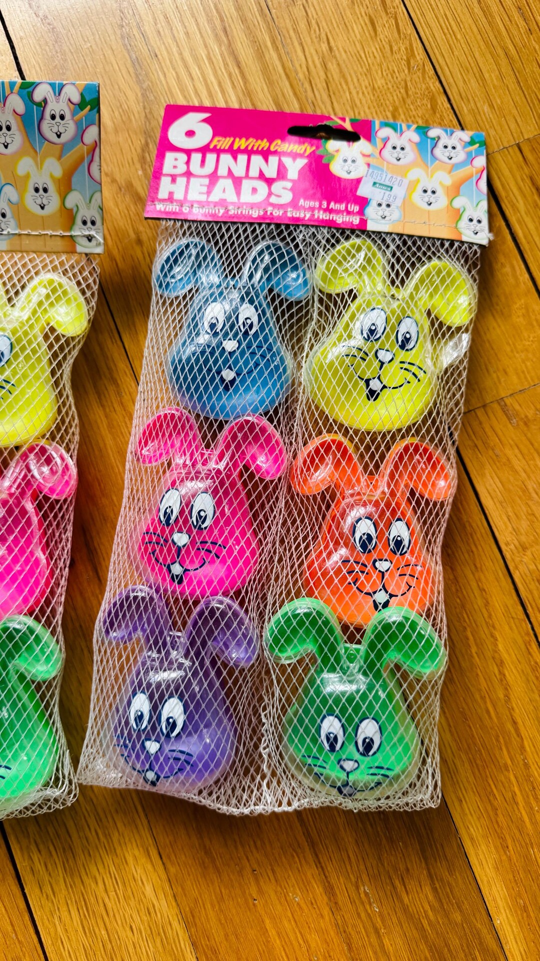 Vintage 90s Bunny Decor - 2 - 6 Pack Fillable Hanging Retro Rabbit ...