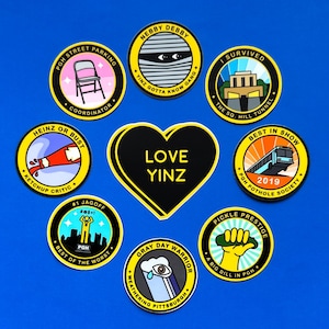 Pittsburgh Sticker or Magnet Love Yinz Heart - 3 Inch Weatherproof ...