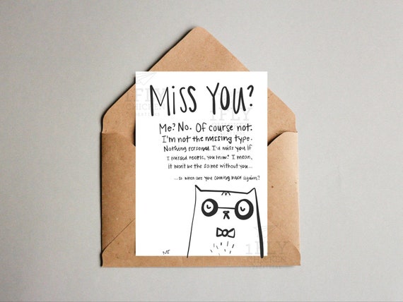 Miss You Grumpy Cat Card Printable Greeting Card in 2 Sizes | Etsy