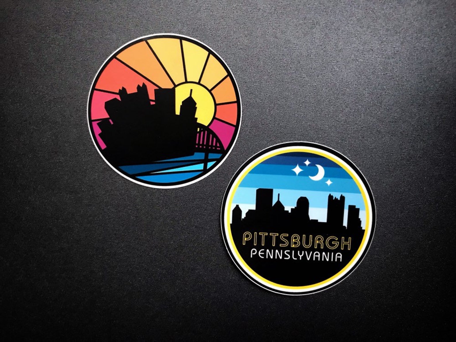 Pittsburgh Stickers - Retro Pittsburgh Sunset - Pittsburgh Pride ...