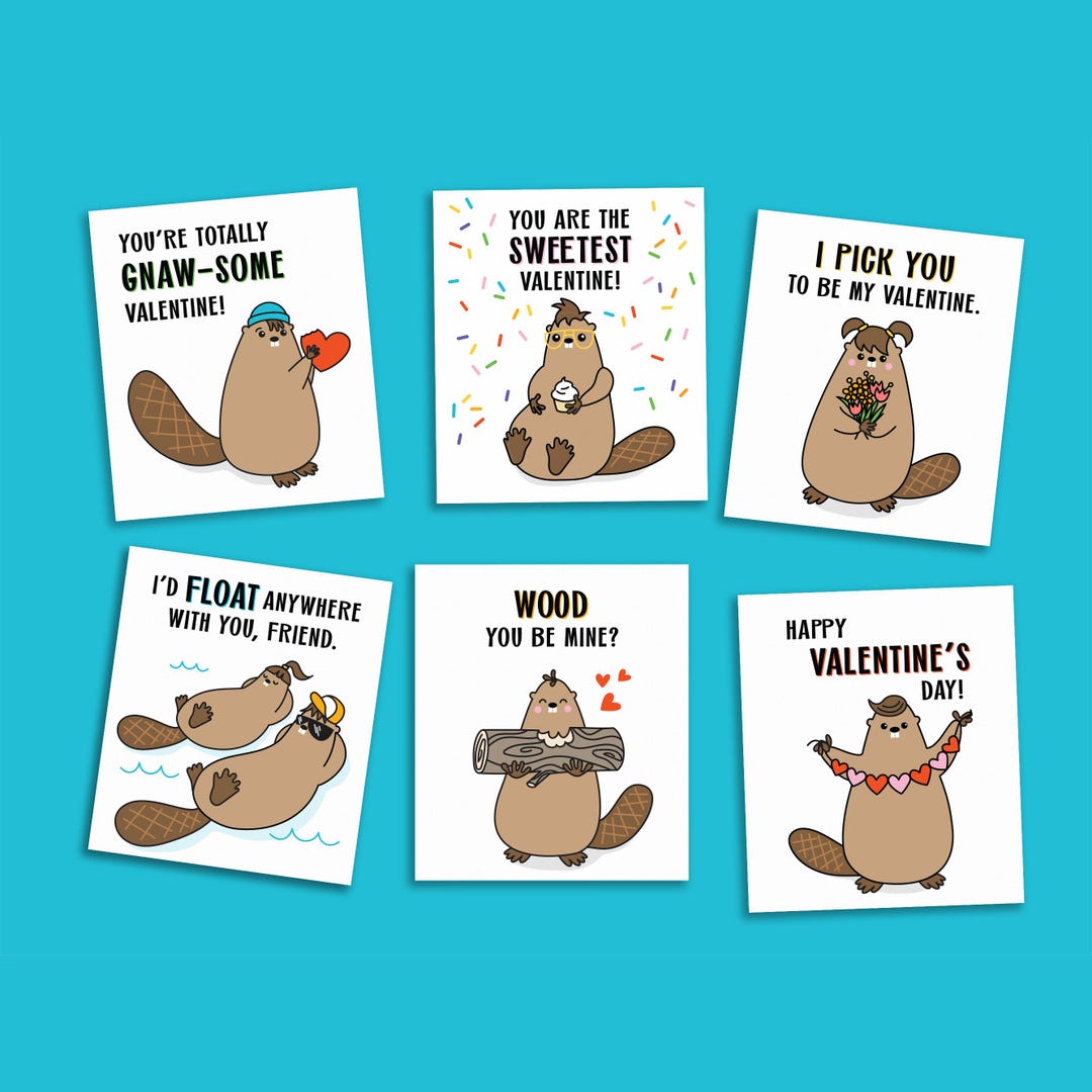 Beavers Valentines Day Cards Printable Cutout Valentines Cards for ...