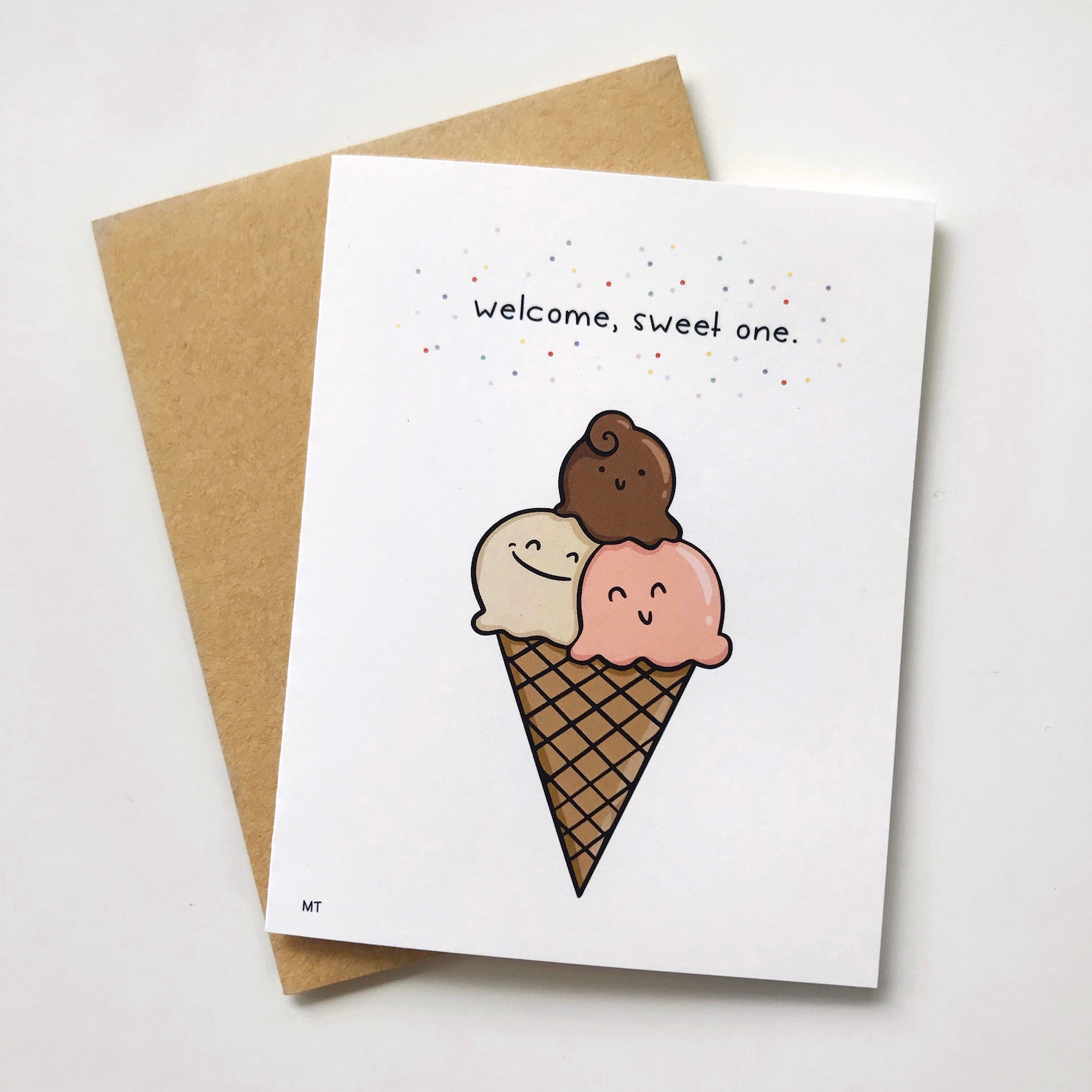 Printable New Baby Card Ice Cream Cone With Sprinkles Baby | Etsy