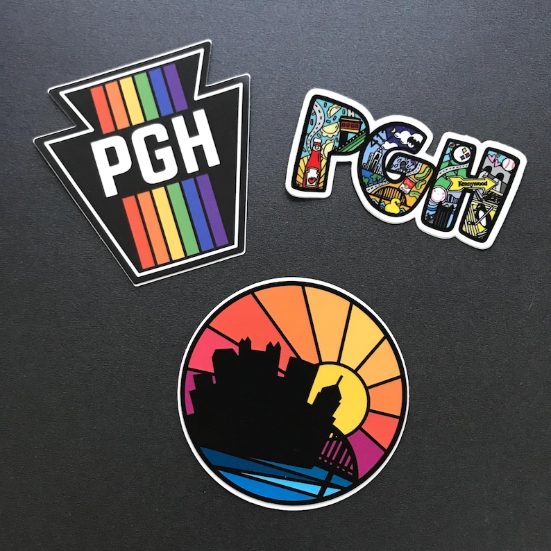 Pittsburgh Stickers - Retro Pittsburgh Sunset - Pittsburgh Pride ...